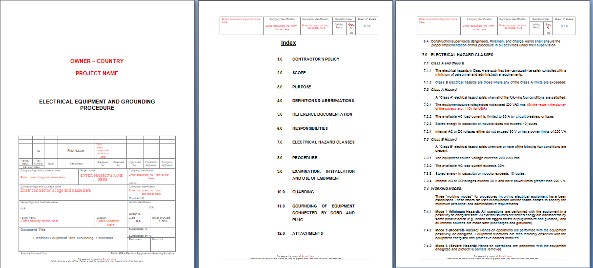 Electrical Equipment & Grounding Safety Procedure Template for ...