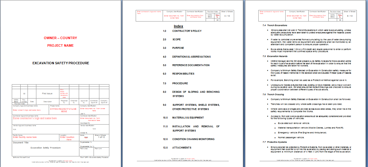 Excavation Safety Procedure Template for Construction [Editable ...