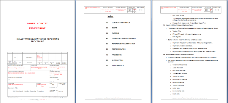 HSE Activities & Statistics Reporting Procedure Template for ...