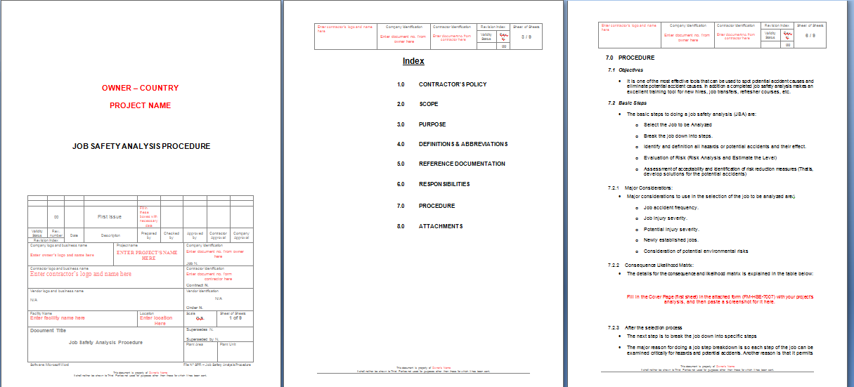 Job Safety Analysis Procedure Template for Construction [Editable ...