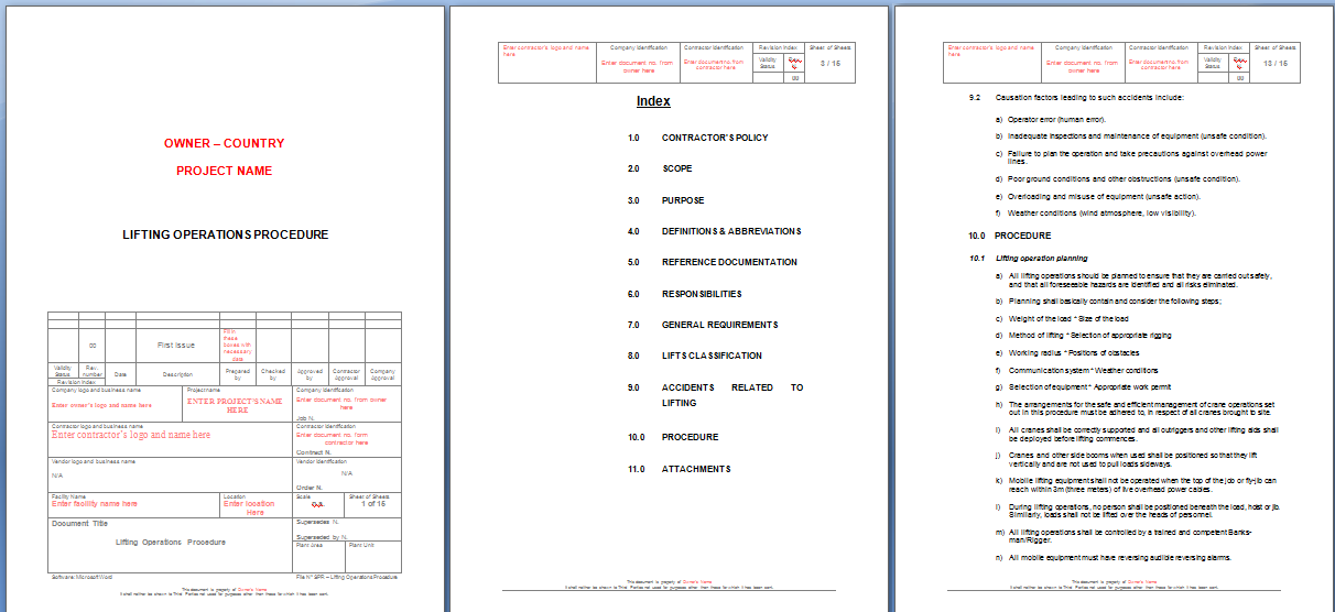 Lifting Operations Procedure Template for Construction [Editable ...