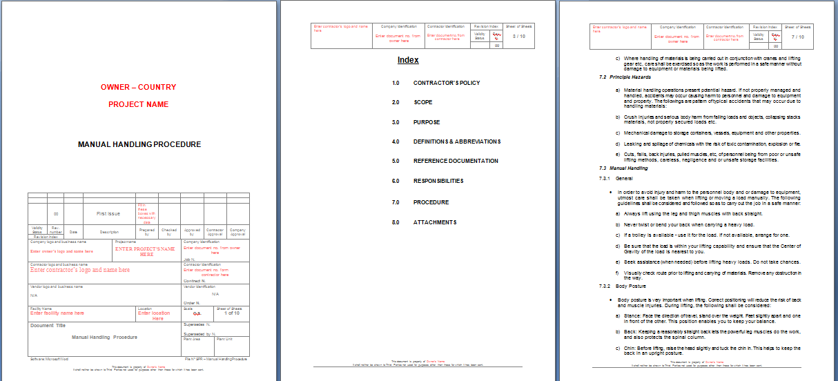 Manual Handling Procedure Template for Construction [Editable] | KaizenHSE